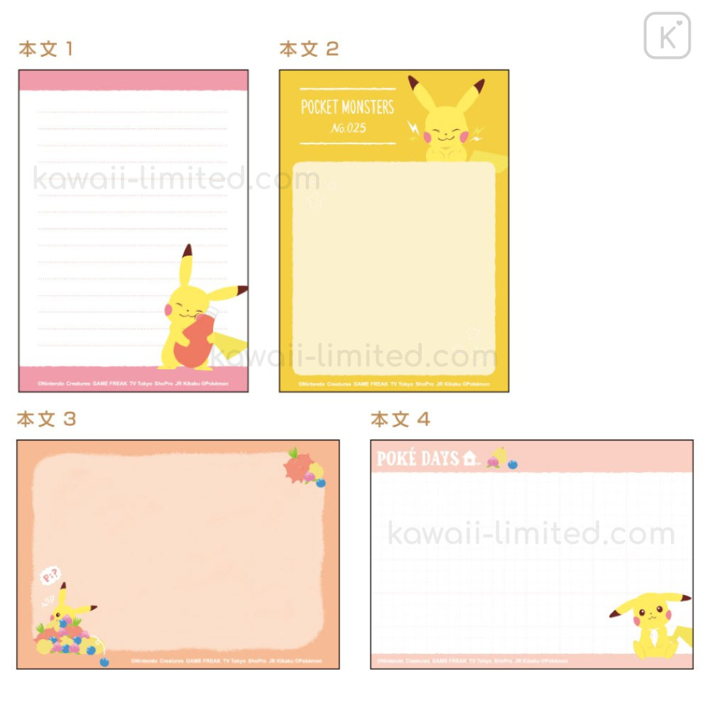 Japan Pokemon A6 Notepad - Pikachu / Poke Days 4 Pink | Kawaii Limited