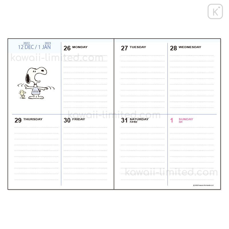 Japan Sanrio B6 Diary - Snoopy : Block 2023 | Kawaii Limited