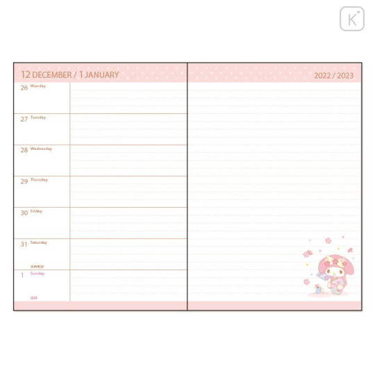 Japan Sanrio B6 Diary - My Melody : Horizontal Ruled 2023 | Kawaii Limited