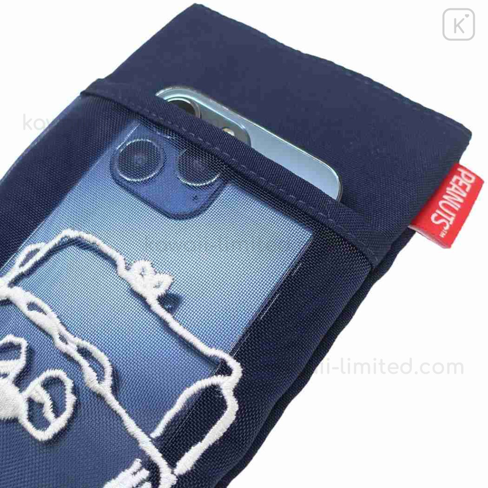Japan Peanuts Mini Gadget Case Pouch with Neck Strap - Olaf / Navy ...