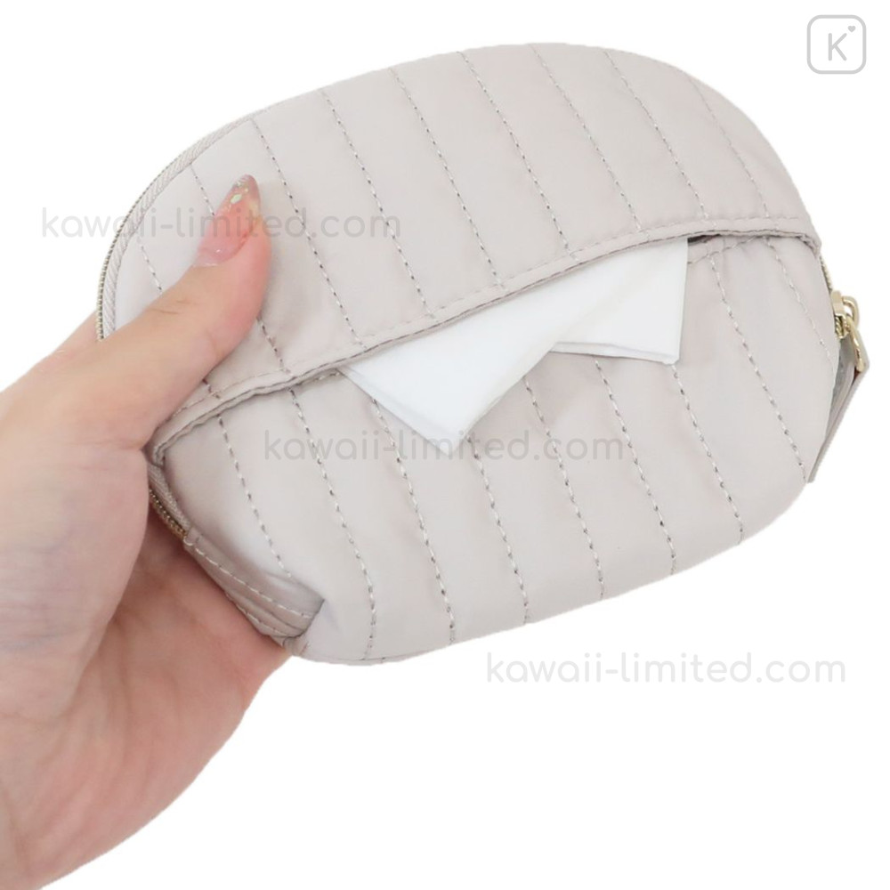 Japan Peanuts Round Pouch & Tissue Case - Snoopy & Woodstock / Grey ...