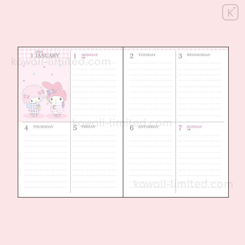 Japan Sanrio Original Block Type B6 Diary - My Melody 2024 | Kawaii Limited