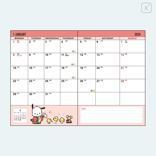 Japan Sanrio Original Block Type B6 Diary - Pochacco 2024 | Kawaii Limited