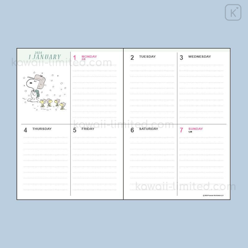 Japan Sanrio Original Block Type B6 Diary - Snoopy 2024 | Kawaii Limited