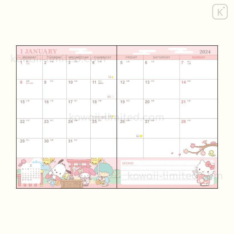 Japan Sanrio Original Block Type B6 Diary - Sanrio Characters 2024 ...