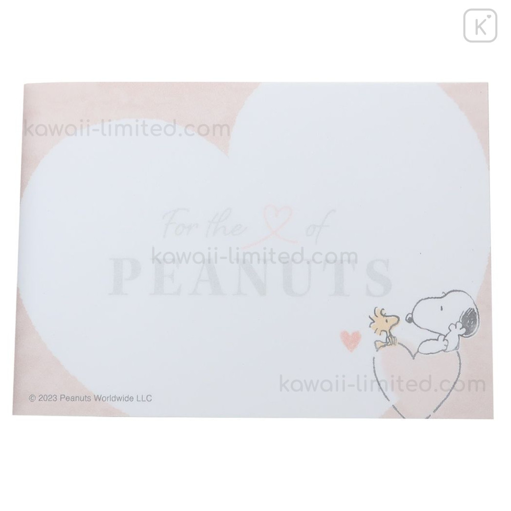 Japan Peanuts Mini Notepad - Snoopy : Woostock Grey Heart | Kawaii Limited