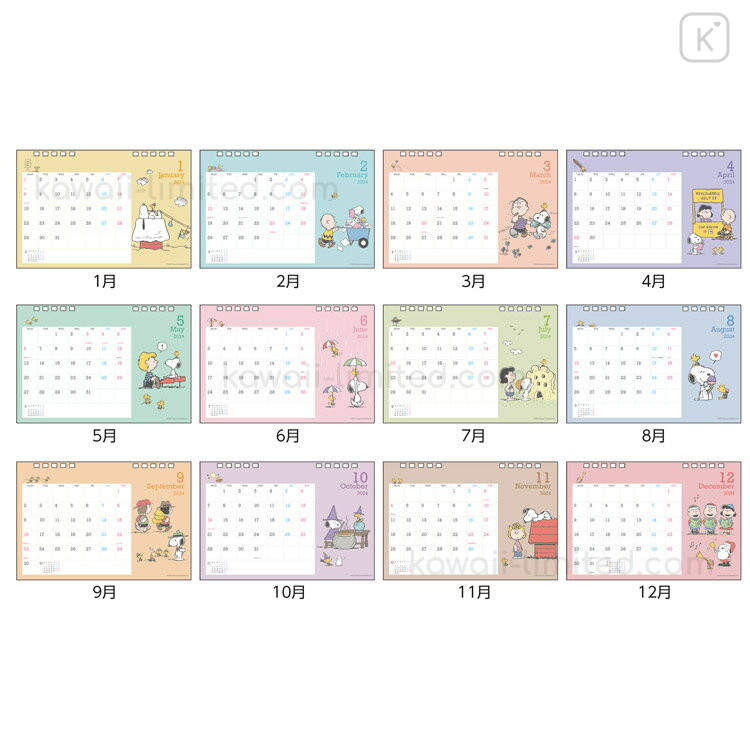 Japan Peanuts Ring Calendar - Snoopy 2024 : Friends Hang Out | Kawaii ...