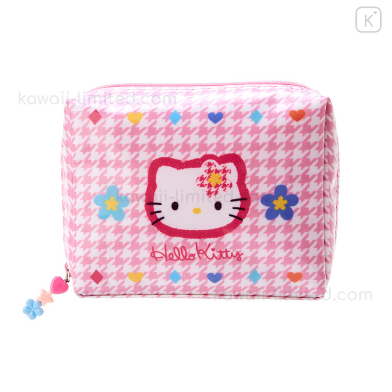 Japan Sanrio Original Pouch - Hello Kitty : Houndstooth Flower | Kawaii ...
