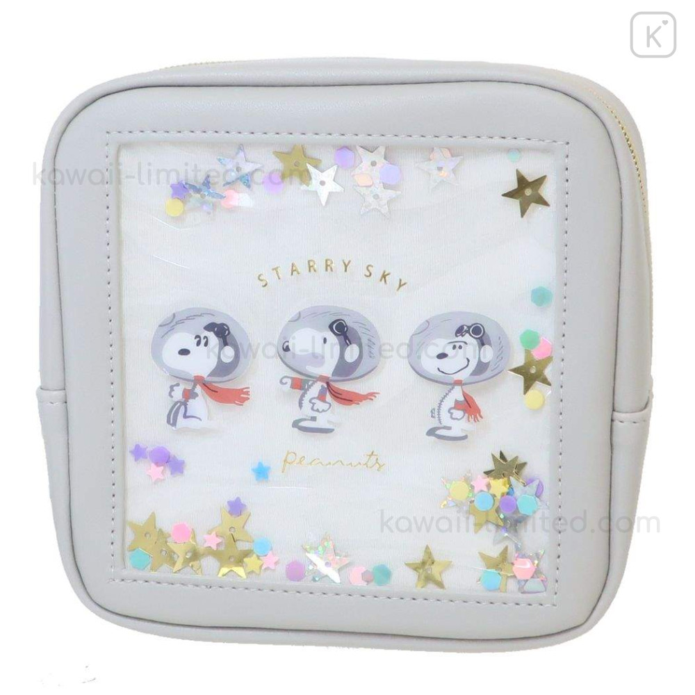 Japan Peanuts Square Pouch - Snoopy : Astro Grey | Kawaii Limited