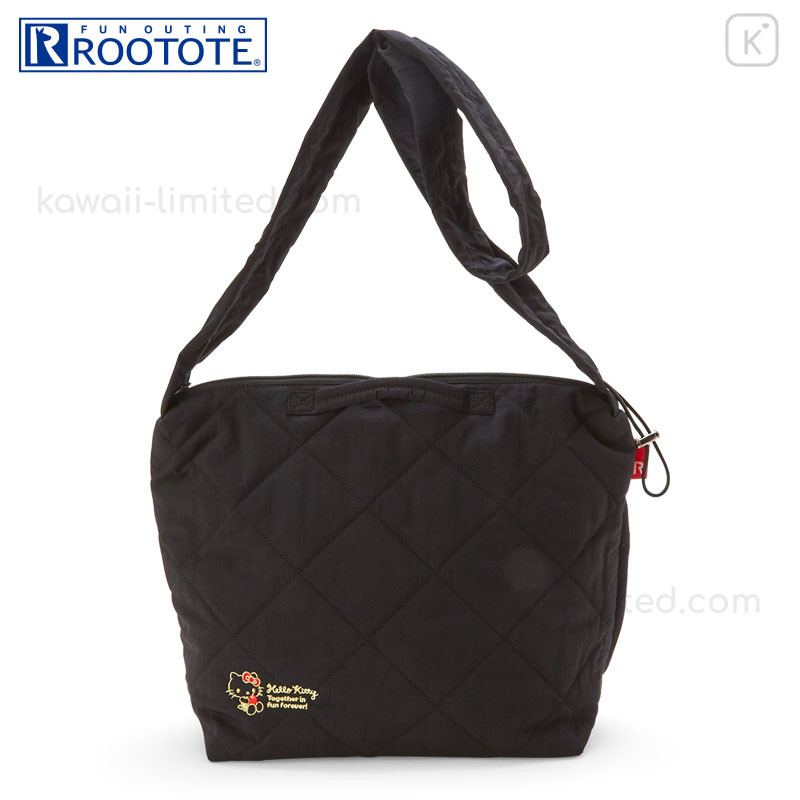 Japan Sanrio Rootote Medium Quilt Bag - Hello Kitty : Black | Kawaii Limited