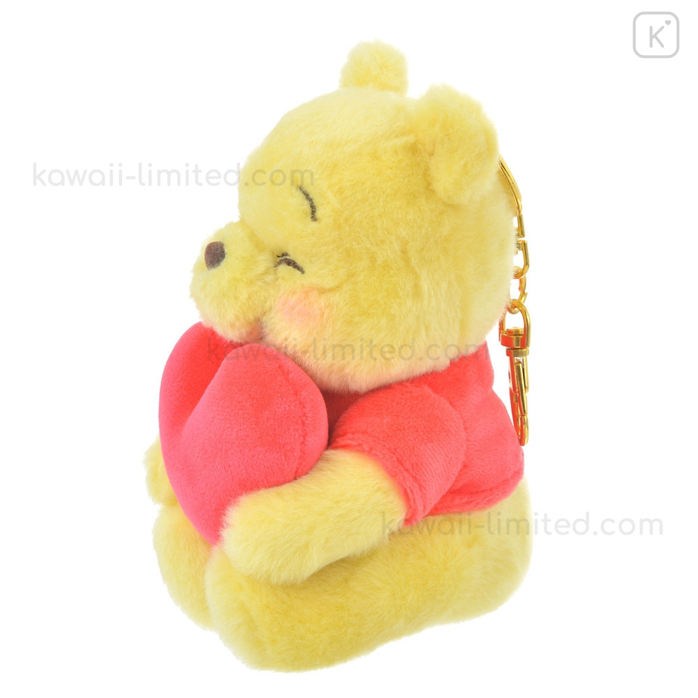 Japan Disney Store Fluffy Plush Keychain - Pooh : Smiley Heart | Kawaii ...