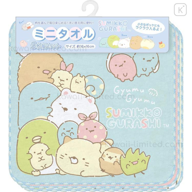 Japan San X Mini Towel 3pcs Set Sumikko Gurashi Hug Kawaii Limited