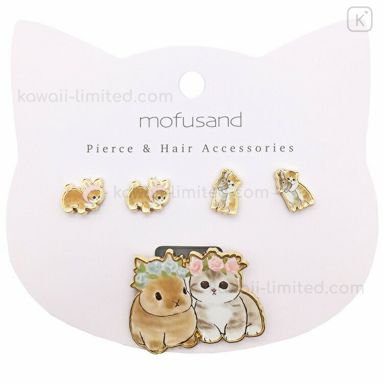 Japan Mofusand Earrings & Hair Tie - Cat : Rabbit | Kawaii Limited
