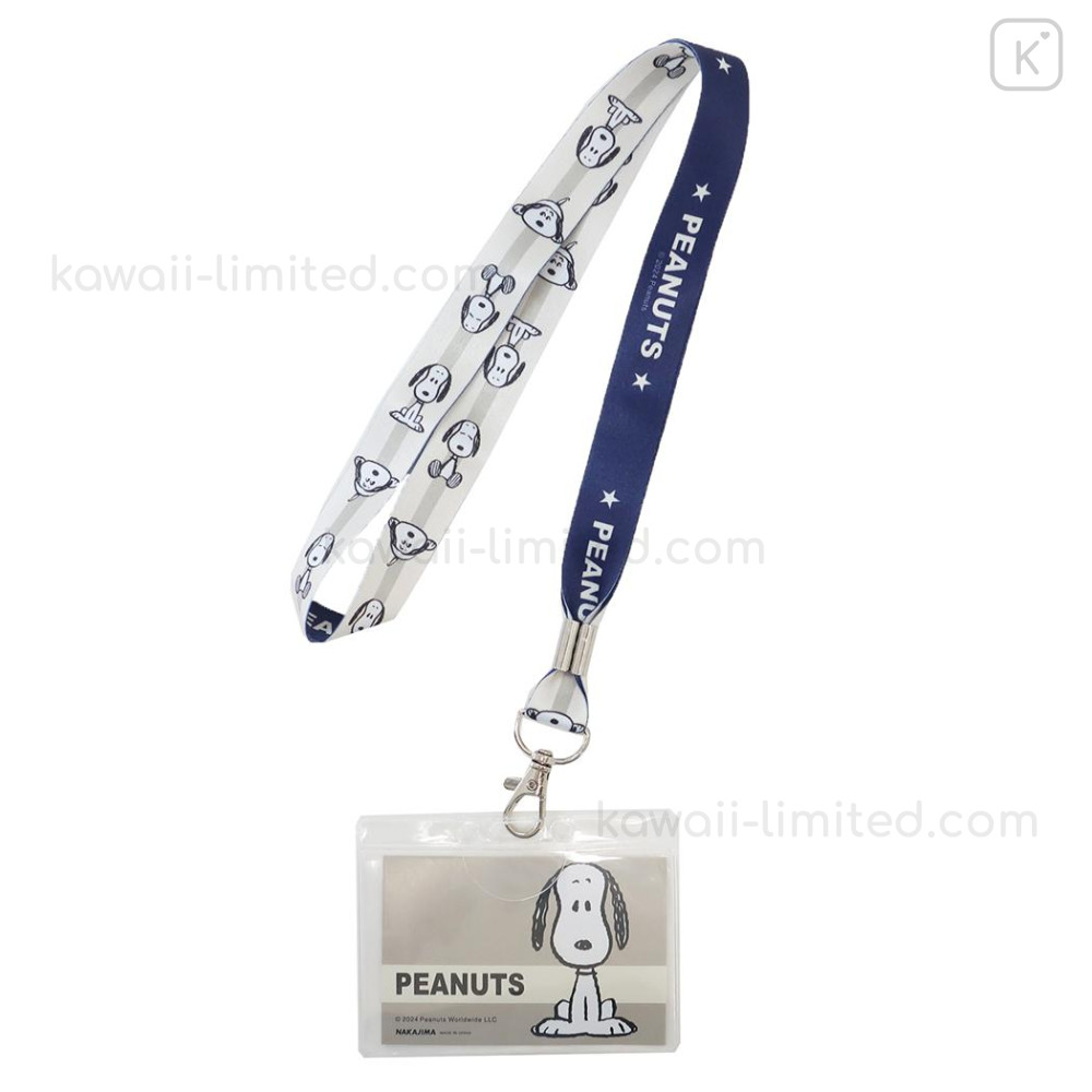 Japan Peanuts Neck Strap with ID Badge Holder - Snoopy : Navy & Light ...