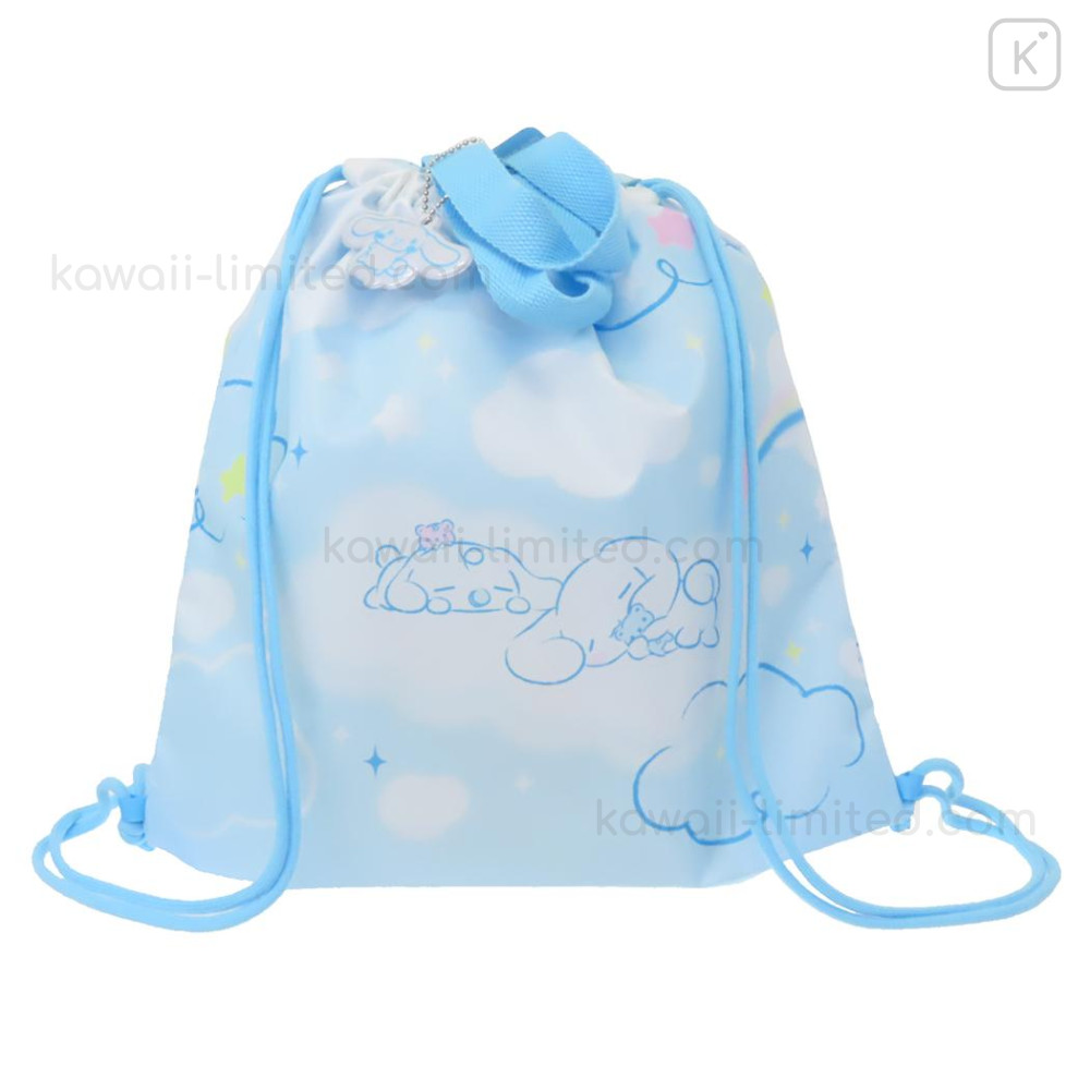 Japan Sanrio Gym Sack Drawstring Backpack & Name Tag - Cinnamoroll ...