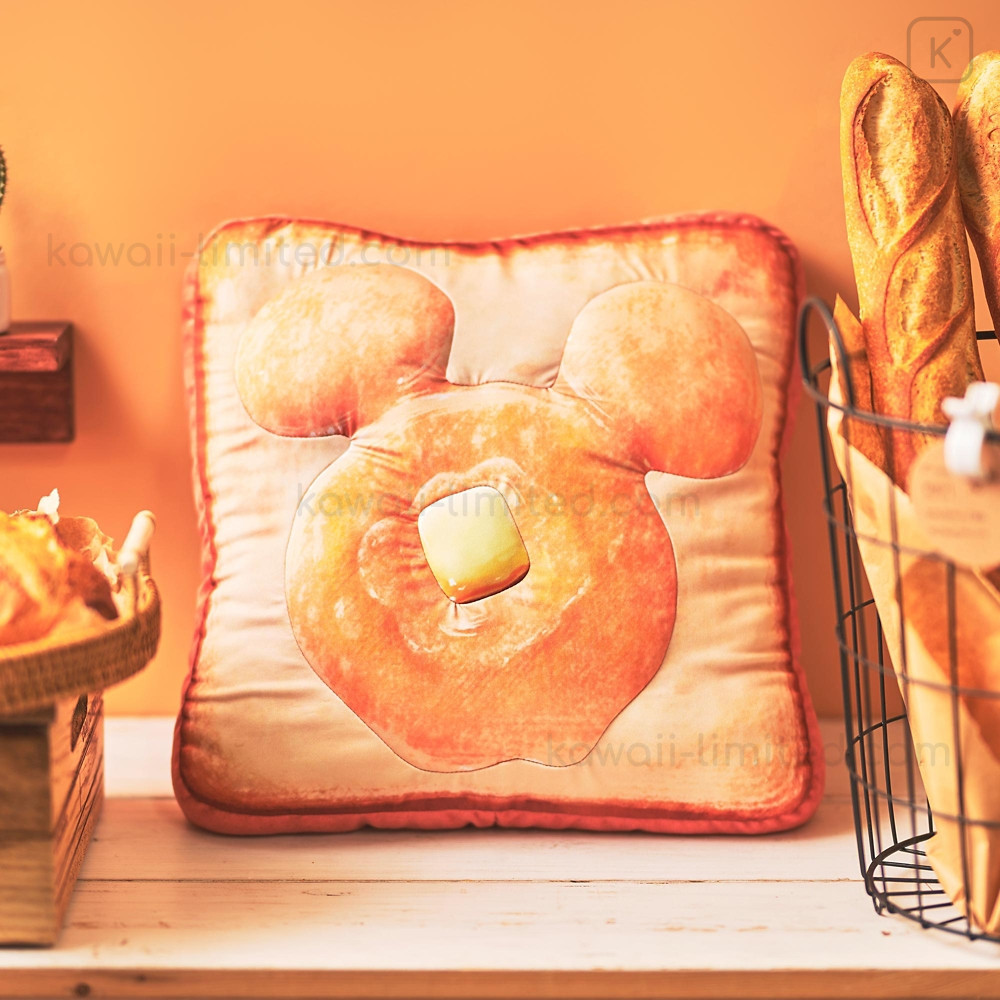 Japan Disney Store Cushion - Mickey's Bakery : Melted Butter Bread | Kawaii Limited