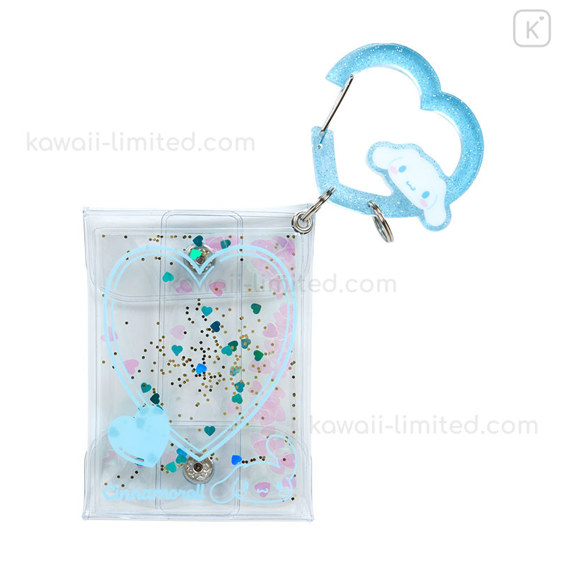 Japan Sanrio Original Clear Pouch with Carabiner - Cinnamoroll : Colorful Heart | Kawaii Limited