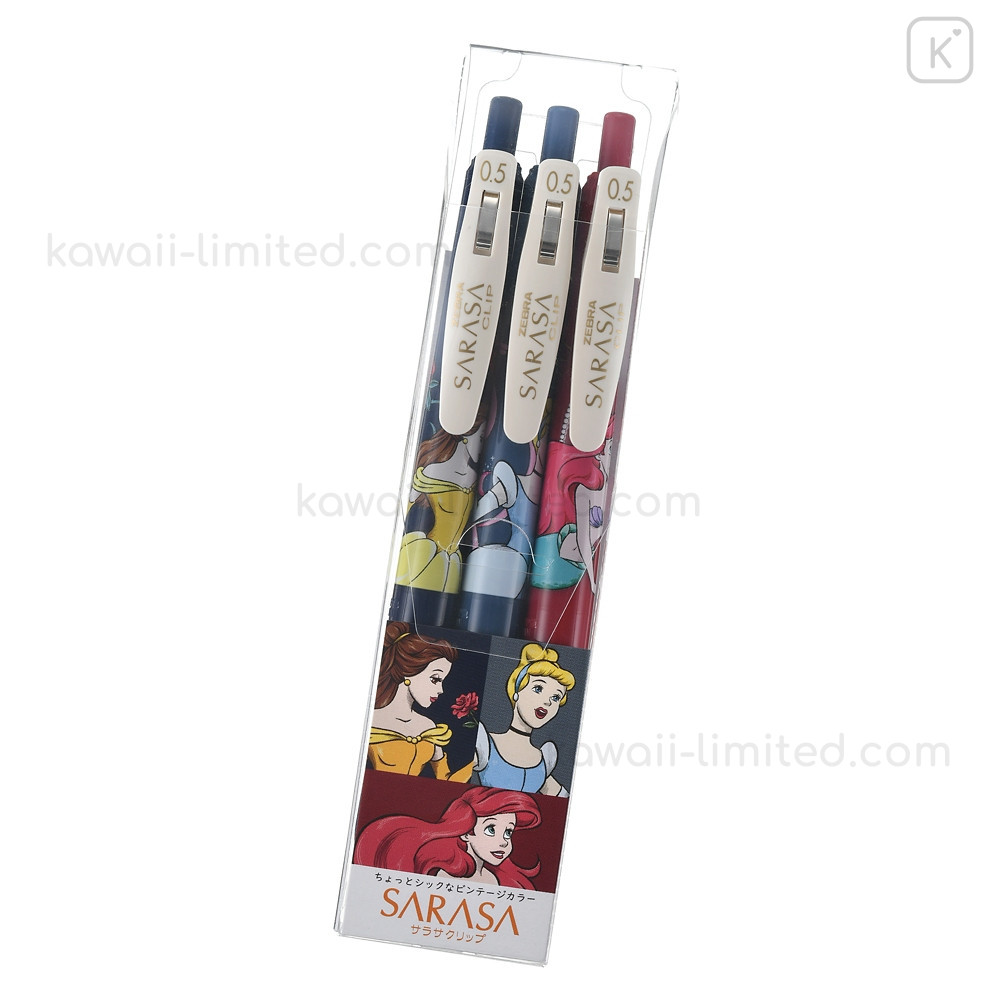 Japan Disney Store Sarasa Clip Gel Pen Set - Belle & Rapunzel & Ariel ...
