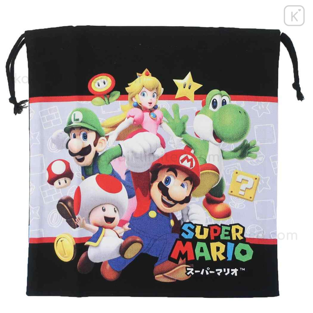 Japan Mario Drawstring Bag - Black | Kawaii Limited