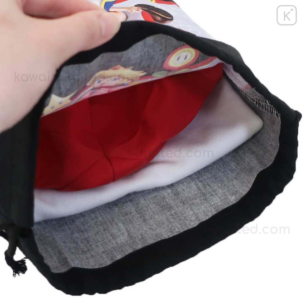 Japan Mario Drawstring Bag - Black | Kawaii Limited