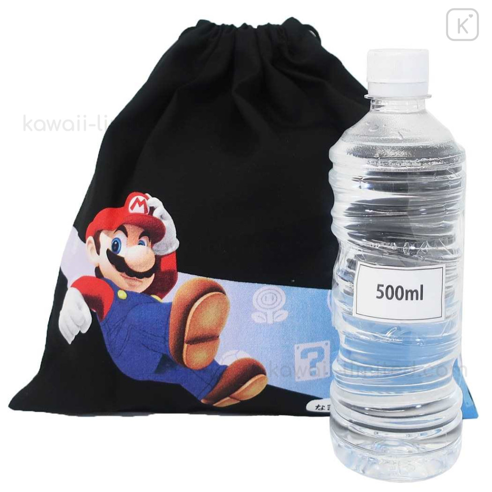 Japan Mario Drawstring Bag - Black | Kawaii Limited