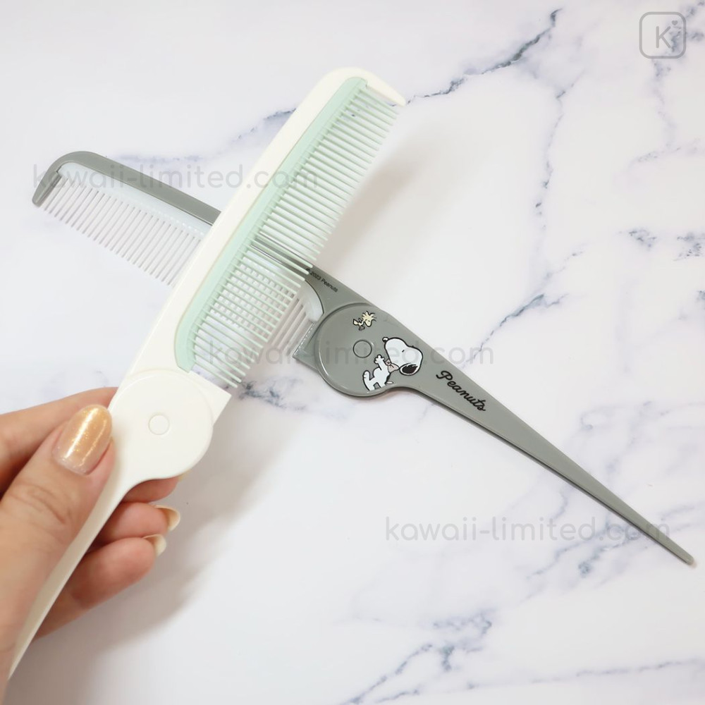 Japan Peanuts Folding Comb - Snoopy & Woodstock : Grey | Kawaii Limited
