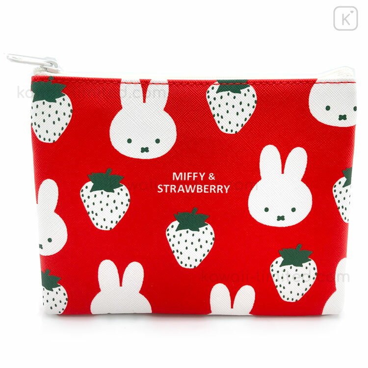 Japan Miffy Flat Pouch - Red & White Strawberry | Kawaii Limited