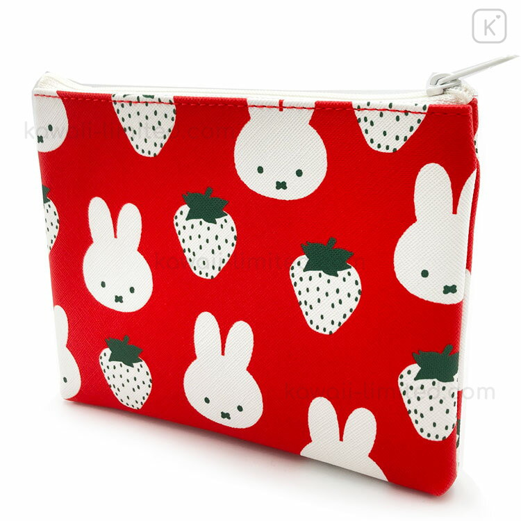 Japan Miffy Flat Pouch - Red & White Strawberry | Kawaii Limited