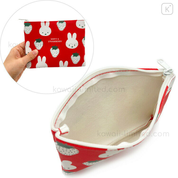 Japan Miffy Flat Pouch - Red & White Strawberry | Kawaii Limited