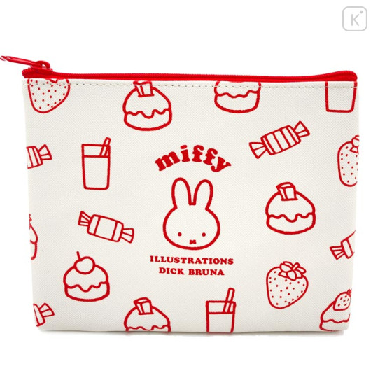 Japan Miffy Flat Pouch - Red & White Strawberry Dessert | Kawaii Limited