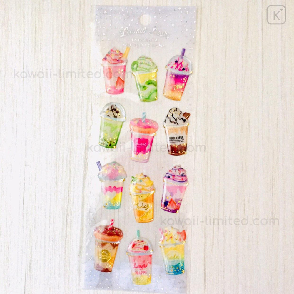 Colorful 3D Stickers with Foil Gold - Soda & Drinks | Kawaii Limited