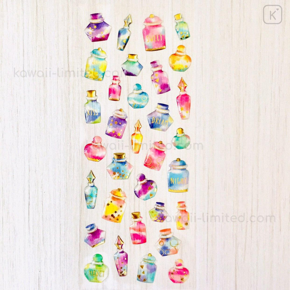 Colorful 3D Stickers with Foil Gold - Perfume Bottle | Kawaii Limited