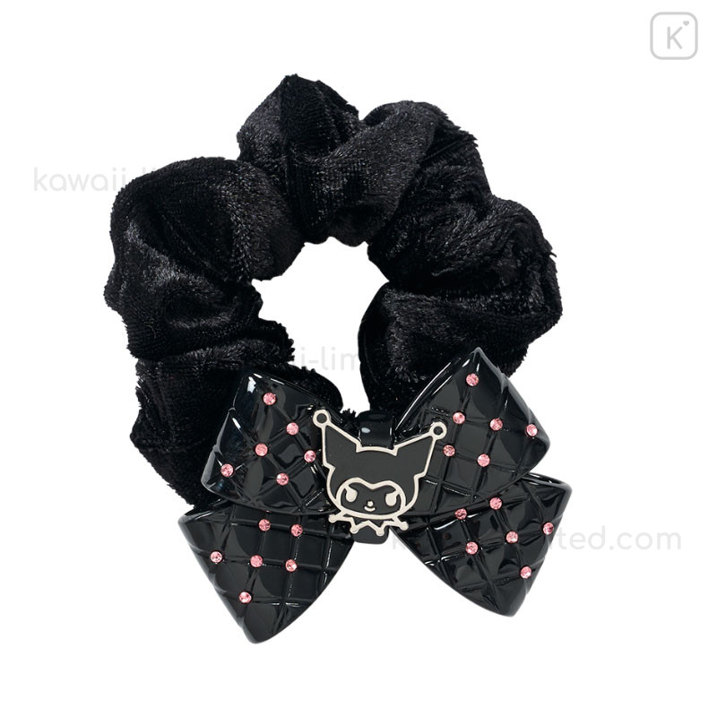 Japan Sanrio Velour Scrunchie - Kuromi : Black & Check | Kawaii Limited