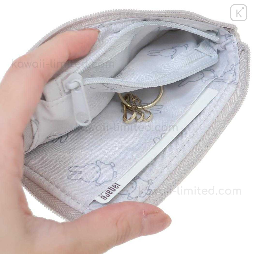 Japan Miffy Pass Case Card Holder & Reel - Miffy : Light Grey ...