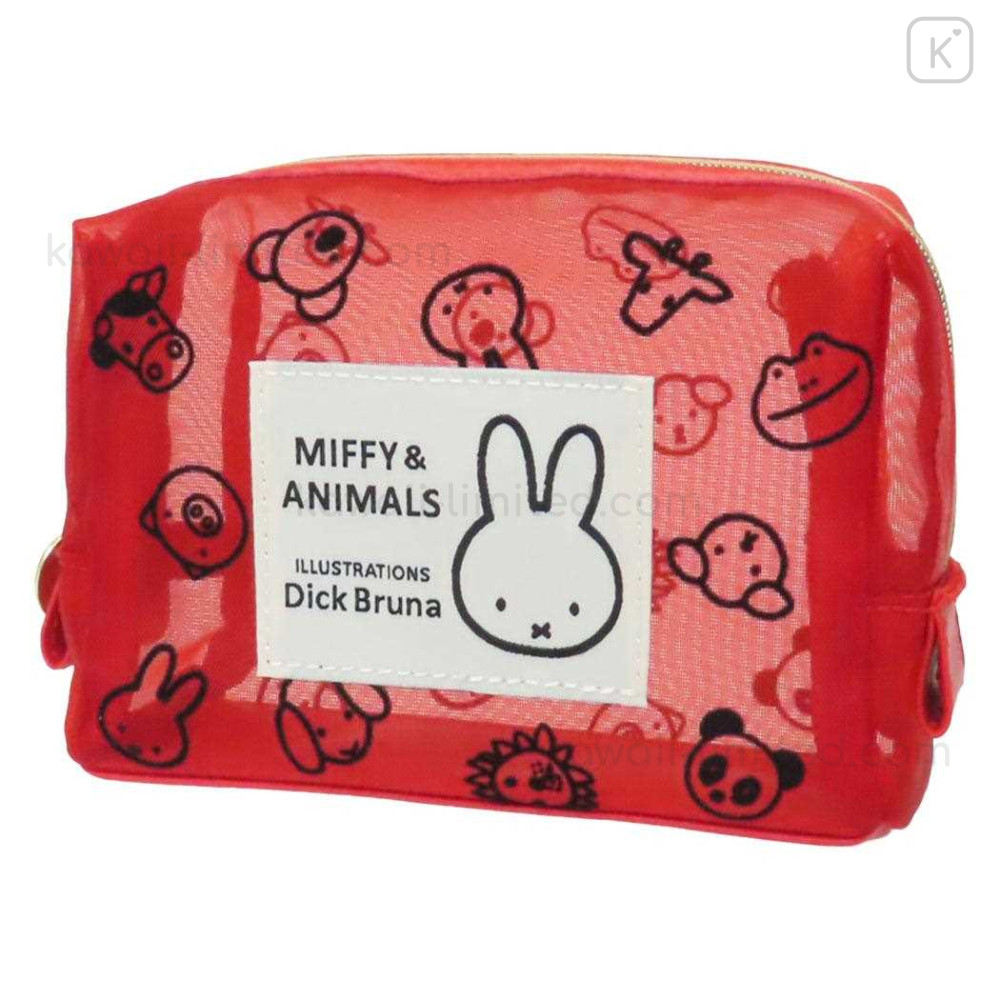 Japan Miffy Round Mesh Pouch - Miffy : Animals Orange Red | Kawaii Limited