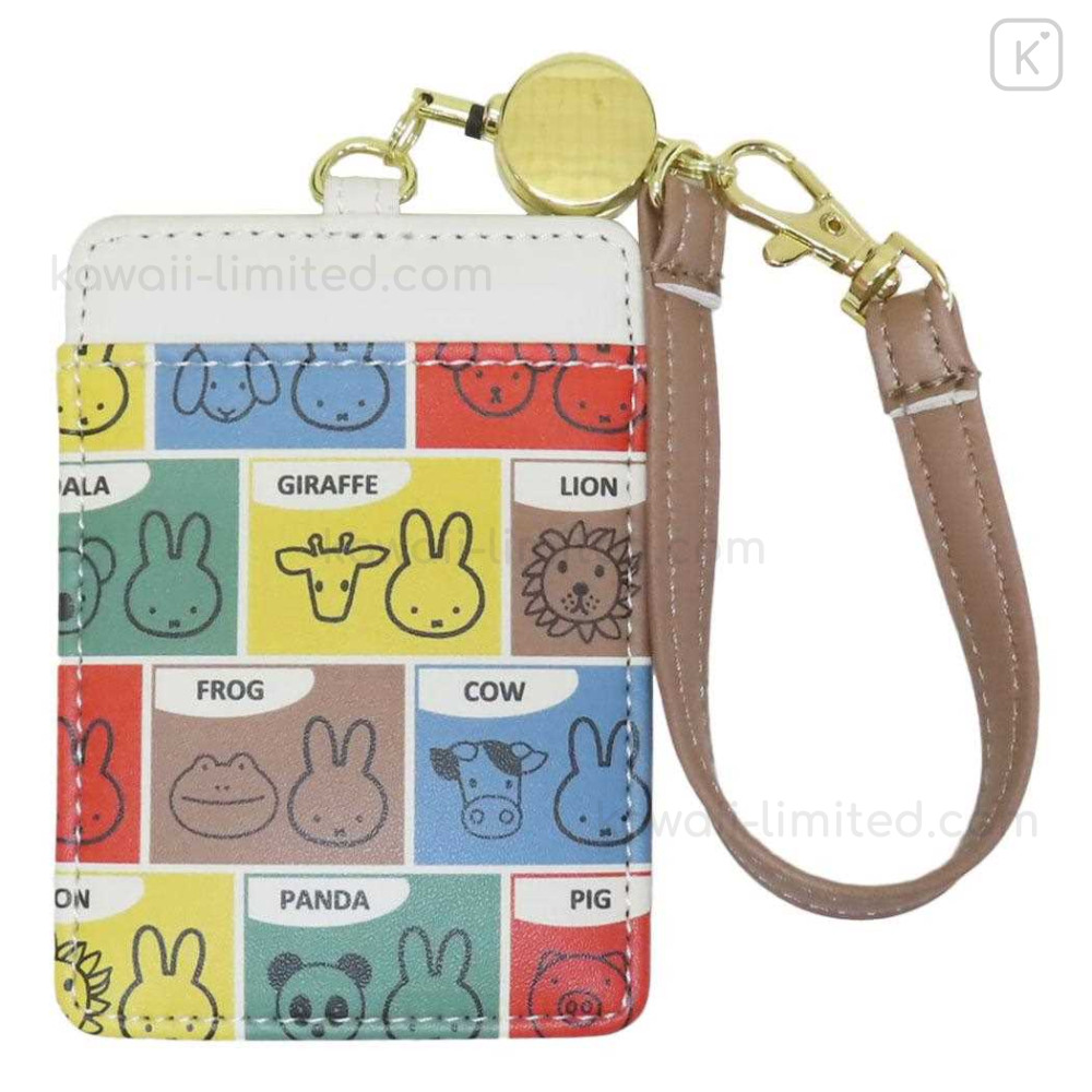 Japan Miffy Pass Case Card Holder & Reel - Miffy : Animals Colorful | Kawaii Limited
