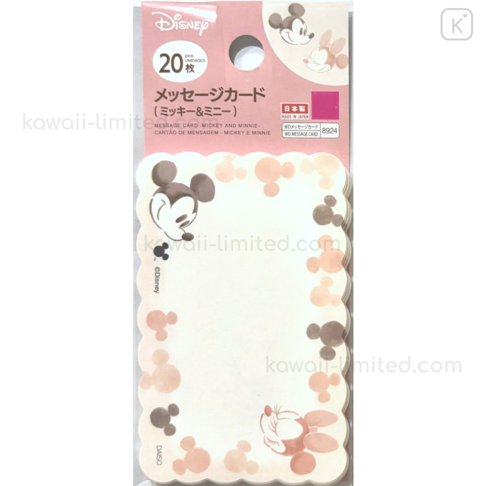 Japan Disney Mini Message Card - Mickey Mouse & Minnie Mouse ...