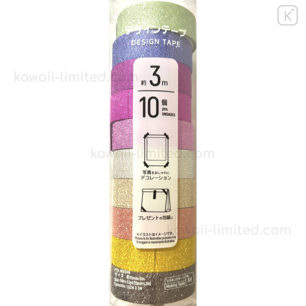 Japan Masking Tape - Glitter Colors 10 Roll | Kawaii Limited