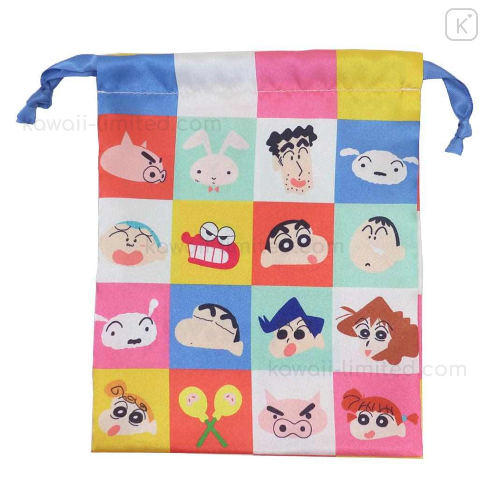 Japan Crayon Shin-chan Satin Drawstring Bag - Colorful | Kawaii Limited