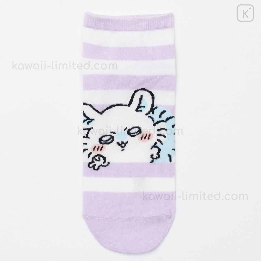 Japan Chiikawa Crew Socks - Momonga : Yeah Striped Purple | Kawaii Limited