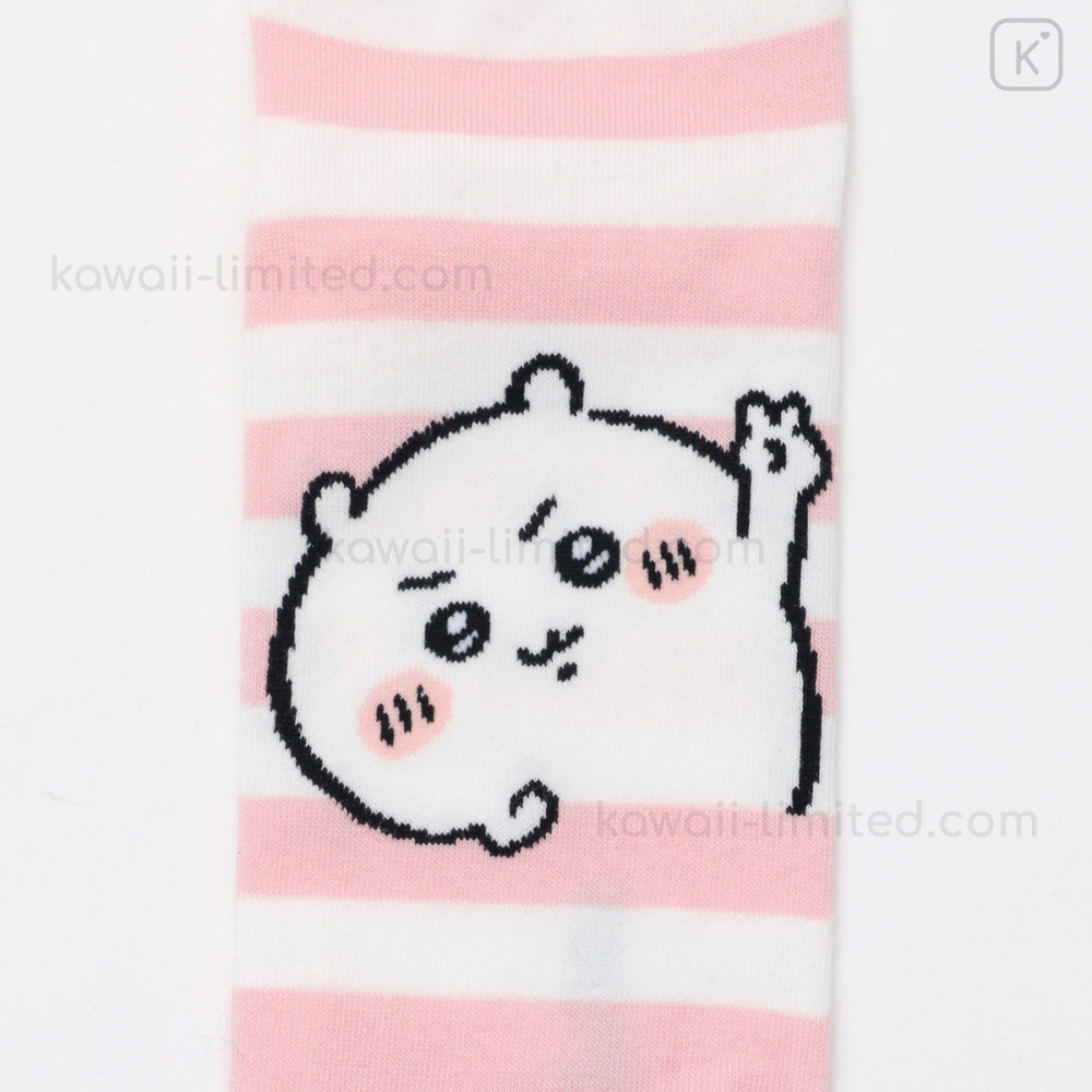 Japan Chiikawa Crew Socks - Chiikawa : Yeah Striped Pink | Kawaii Limited