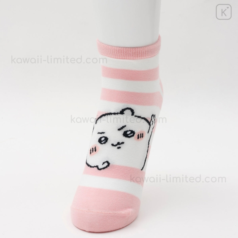 Japan Chiikawa Crew Socks - Chiikawa : Yeah Striped Pink | Kawaii Limited
