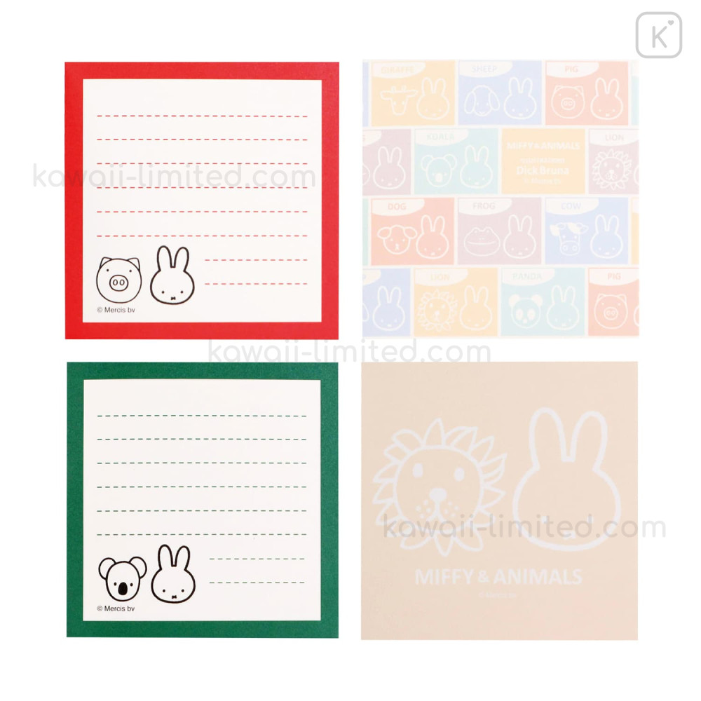 Japan Miffy Square Memo - Miffy&Animals Colorful | Kawaii Limited