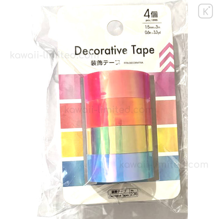 Japan Masking Tape - Neon Aurora Colors 4 Roll | Kawaii Limited