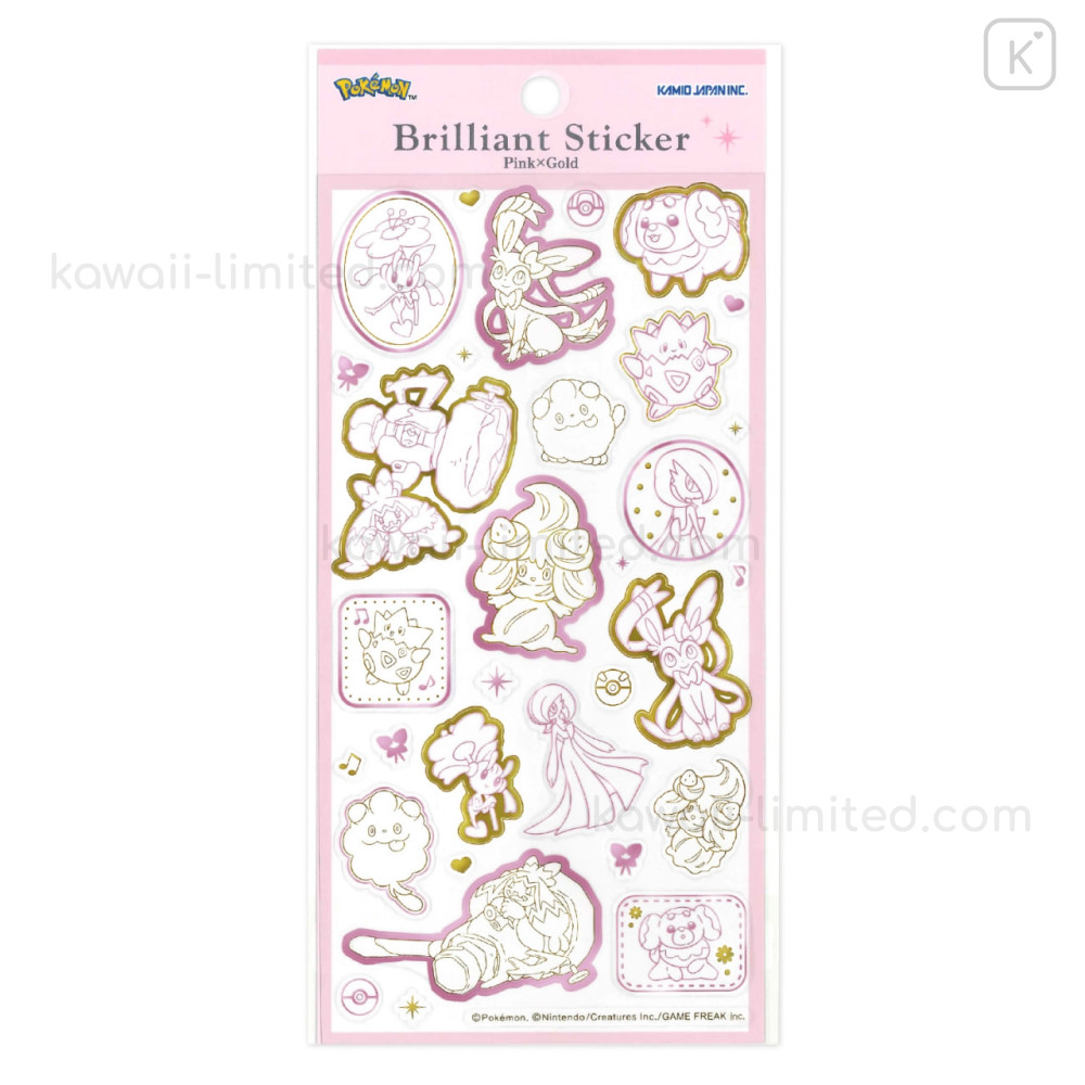Japan Pokemon Gold Foil Clear Seal Sticker - Brilliant Sticker Fairy ...