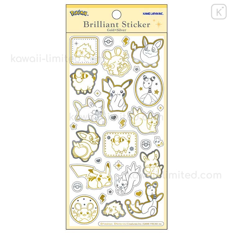 Japan Pokemon Gold Foil Clear Seal Sticker - Brilliant Sticker Electric ...