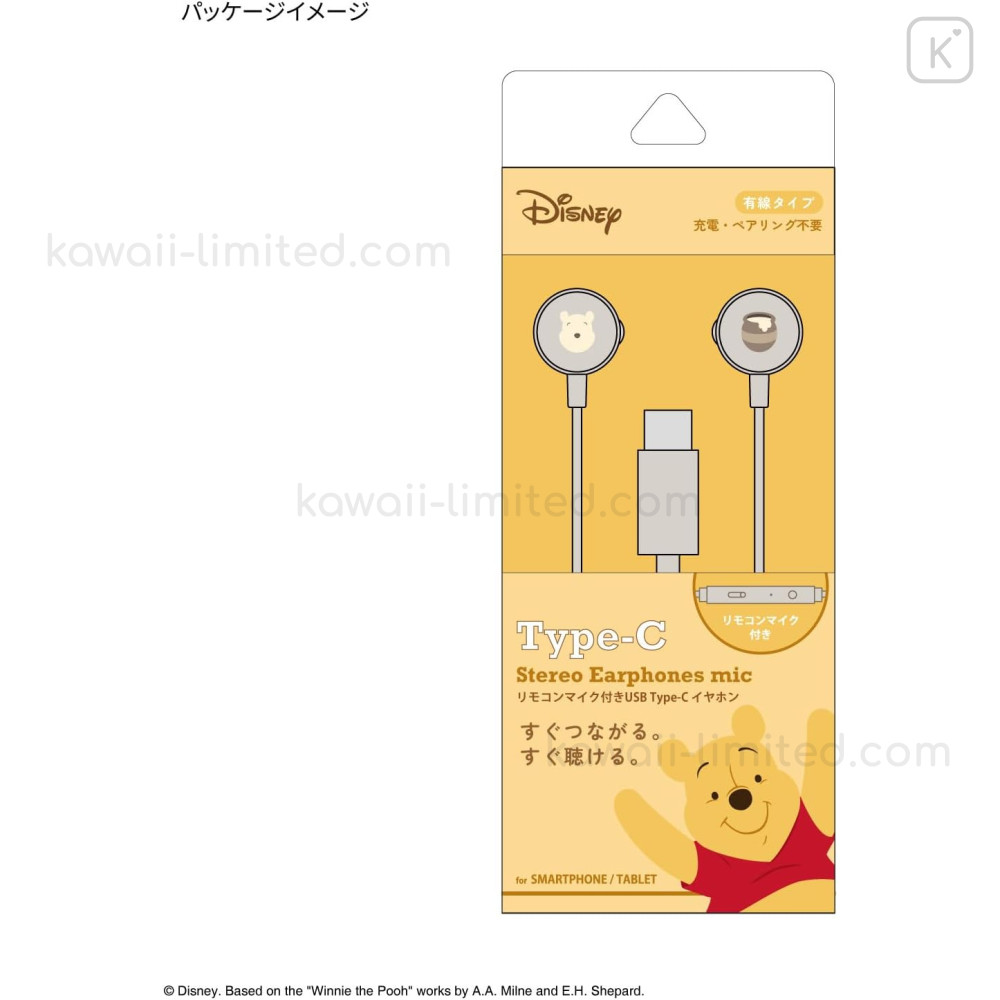 Japan Disney USB Type-C Stereo Earbuds with Remote Control Microphone ...