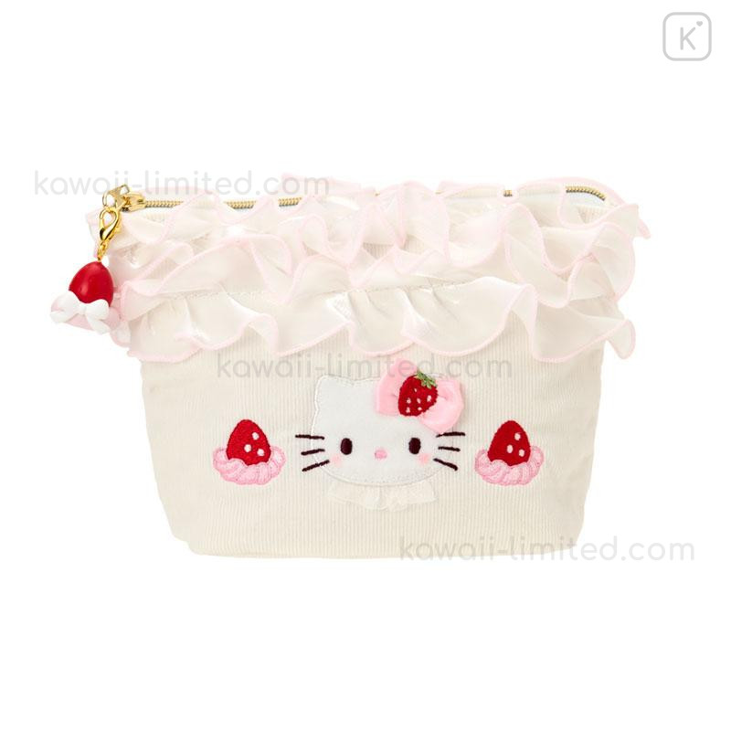 Japan Sanrio Original Frill Cosmetic Pouch - Hello Kitty : Strawberry ...
