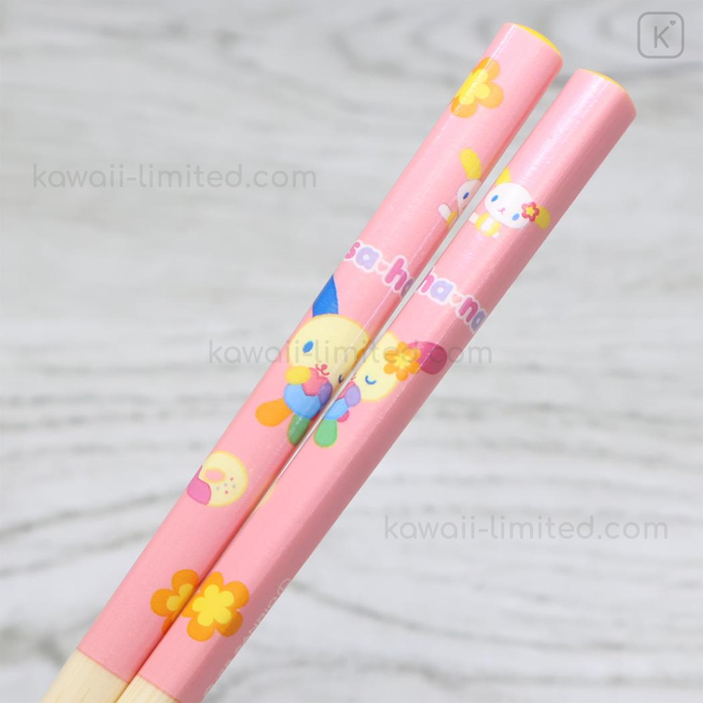 Japan Sanrio Bamboo Chopsticks 21cm with Bag - Usahana | Kawaii Limited