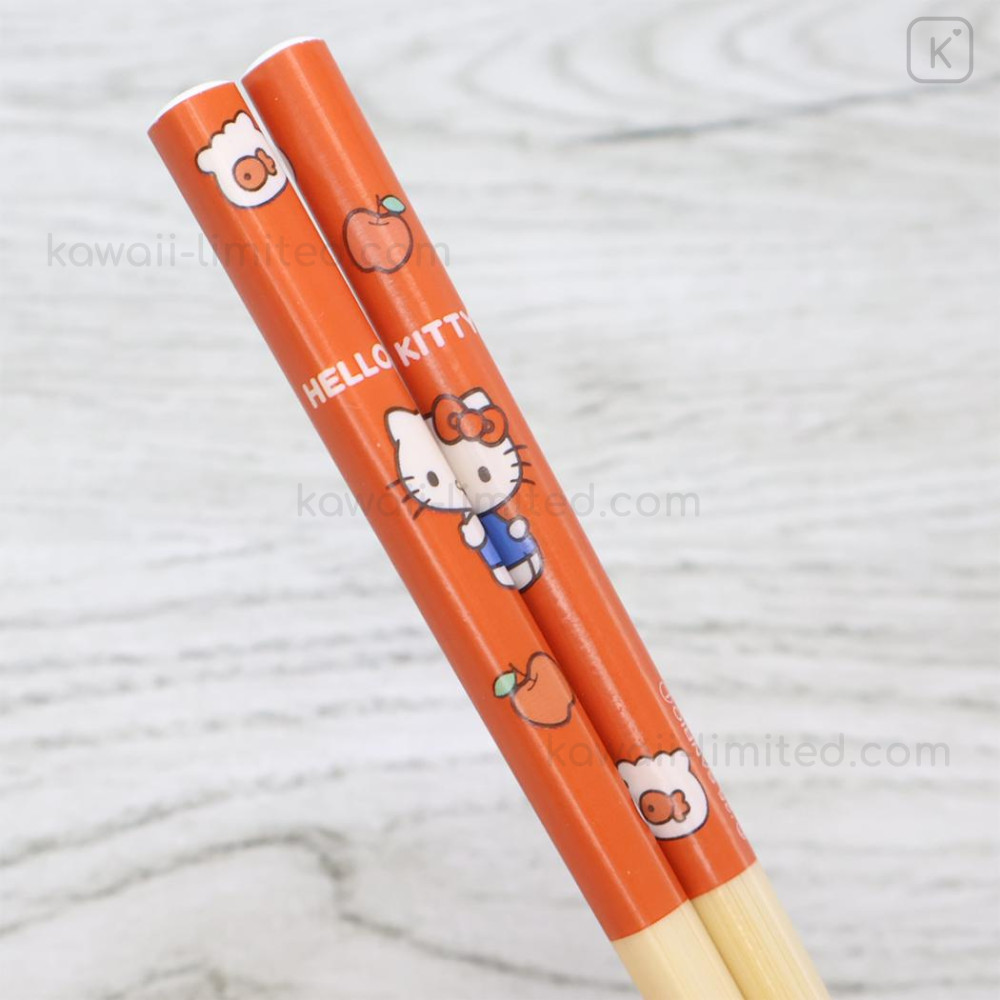 Japan Sanrio Bamboo Chopsticks 21cm with Bag - Hello Kitty | Kawaii Limited